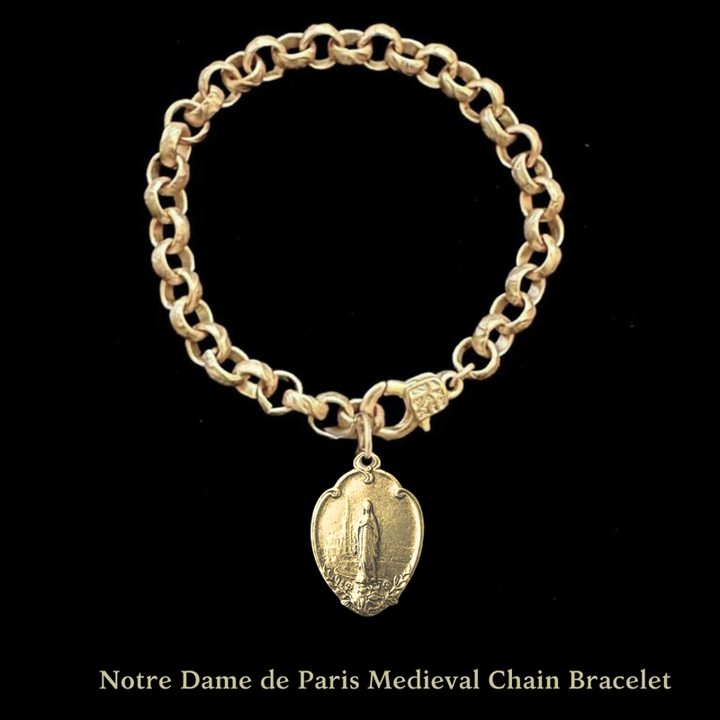 Notre Dame of Paris Medieval Cable Chain Bracelet in Gold - Whispering ...