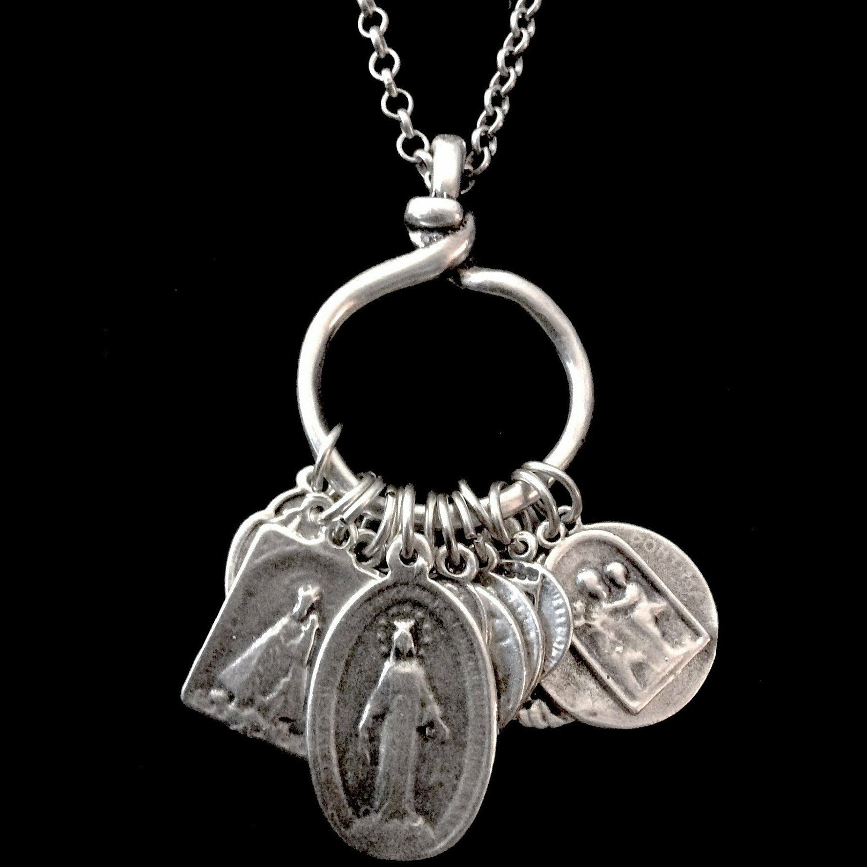 Nightingale Mountain Miraculous Medal Charm Necklace - Whispering Cowgirl